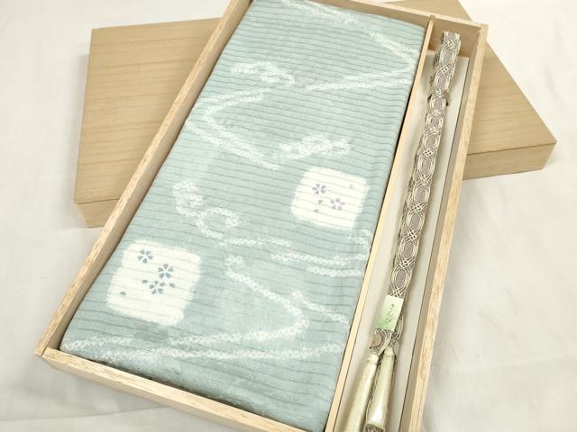 平和屋着物＊夏物 和装小物 帯締め・帯揚げセット 絽 流水色紙花文 逸品