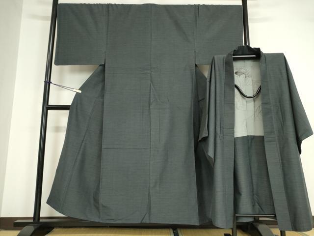 平和屋着物○男性 紬 アンサンブル 長羽織 霞文 正絹 逸品 DAAY9966az