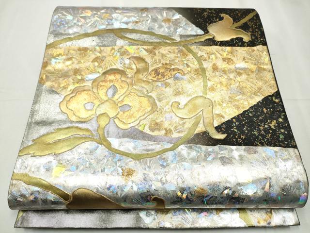 平和屋着物○金彩友禅作家 金彩の魔術師 堀省平 金煌織 太鼓柄袋帯 花