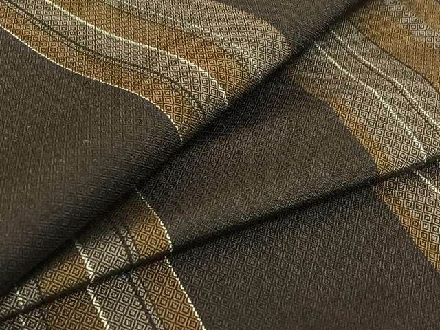 平和屋着物▽本場黄八丈 まるまなこ 紬 黒八丈 単衣 ロング丈