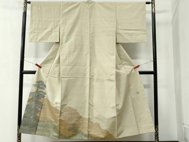 平和屋着物○絲藝苑 上島洋山 色留訪問着 紬地 風景