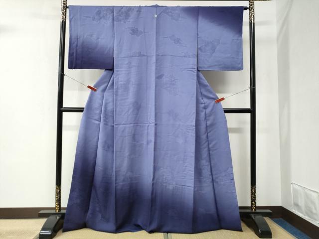 平和屋着物○訪問着 刺繍 鹿の子草花文 シルエット 暈し染め 正絹 逸品