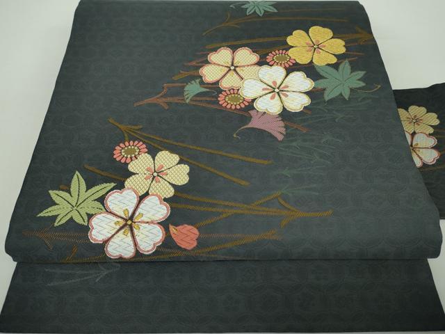平和屋着物○九寸名古屋帯 唐織 作家物 吹き寄せ花文 金糸 正絹