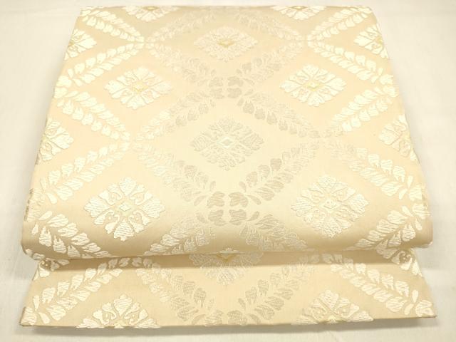 平和屋着物○六通柄袋帯 草木染 唐織 花菱文 金糸 正絹 逸品 DABA0753cm