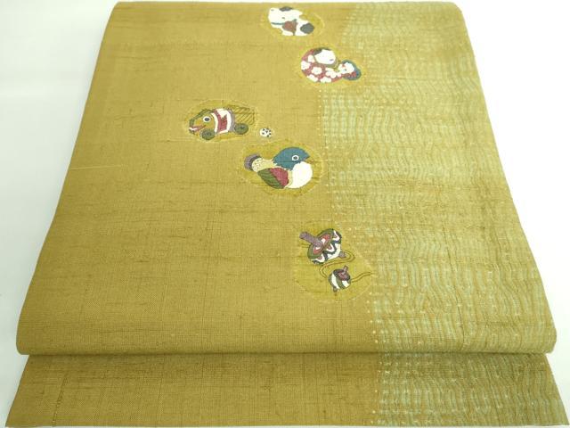 平和屋本店○極上 十日町 名門青柳謹製 奇翠工房 赤城紬 草木染 太鼓