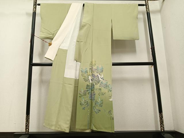 平和屋着物○豪華色留袖 友禅 作家物 群れ鶴草花文 暈し