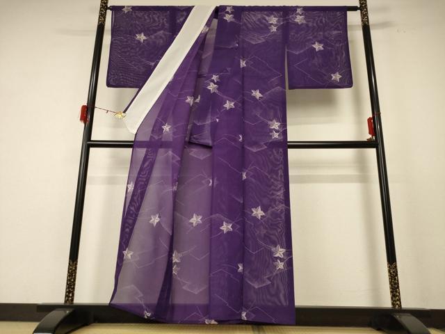 平和屋着物＊夏物 小紋 絽 幾何学文様 洗える着物 AABE4700jd