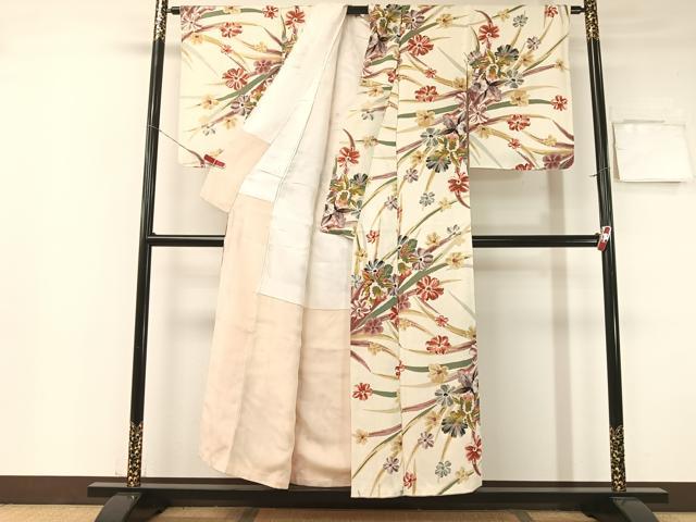 平和屋着物○上質な小紋 ろうけつ染 草木文 正絹 逸品 AABC9292ph 平和