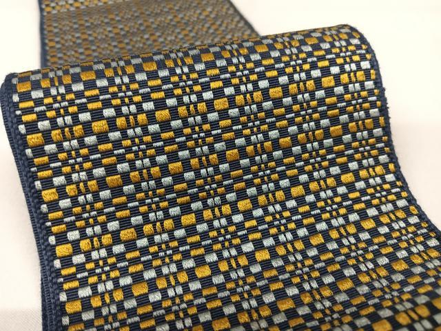平和屋着物○男性 本場筑前博多織 両面 角帯 変わり市松文 正絹 逸品