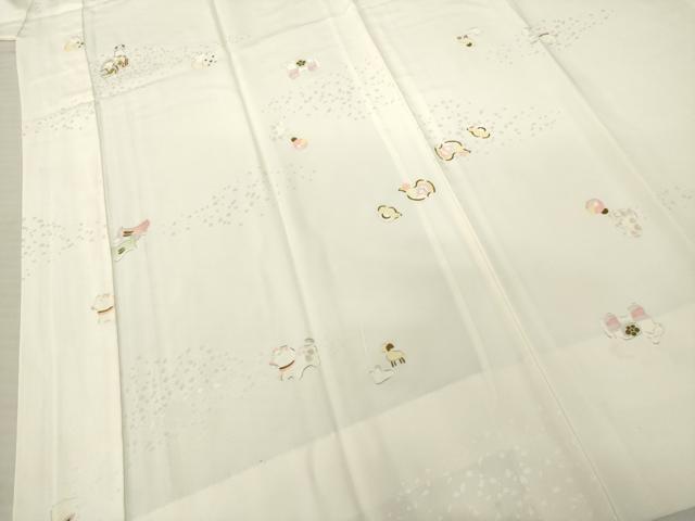 平和屋着物○長襦袢 無双仕立て 手描き 玩具文 金彩 広衿仕立て 正絹 逸品