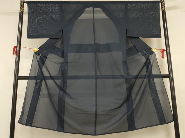 平和屋着物＊夏物 男性 色無地 絽 藍鉄色 洗える着物 AABE1288jd