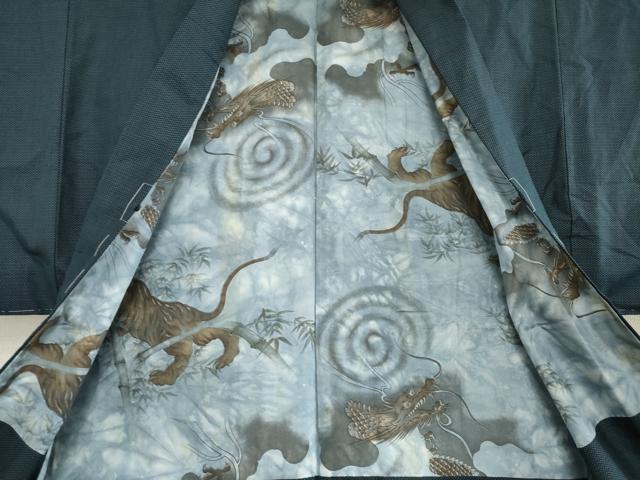 平和屋着物○男性 紬 アンサンブル 亀甲絣 正絹 逸品 未使用 AABE2484ck