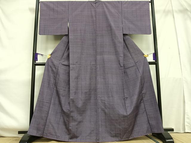 平和屋着物□上質な紬 格子 正絹 逸品 DAAX8404du 逸品 正絹 格子 平和屋