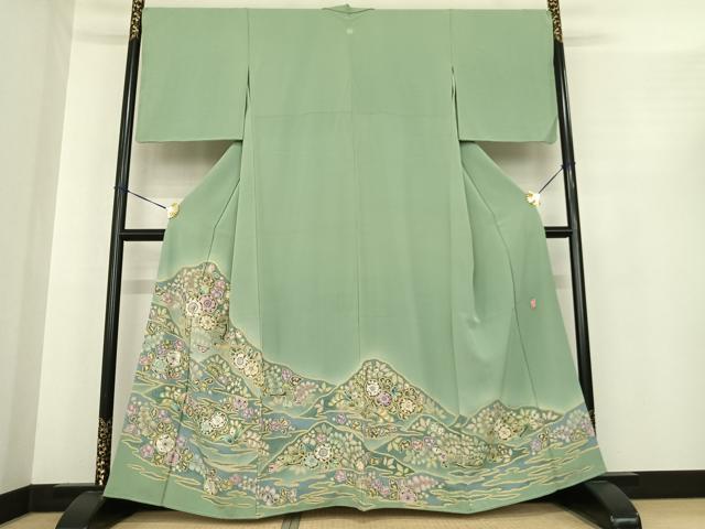 平和屋着物■極上　越後十日町の一流染匠　桐屋・翠山工房　徳永憲峯　訪問着　辻が花　暈し染め　金彩　金通し地　逸品　DZAA8243kh5 平和屋着物○越後十日町の一流染匠 桐屋・翠山工房 徳永