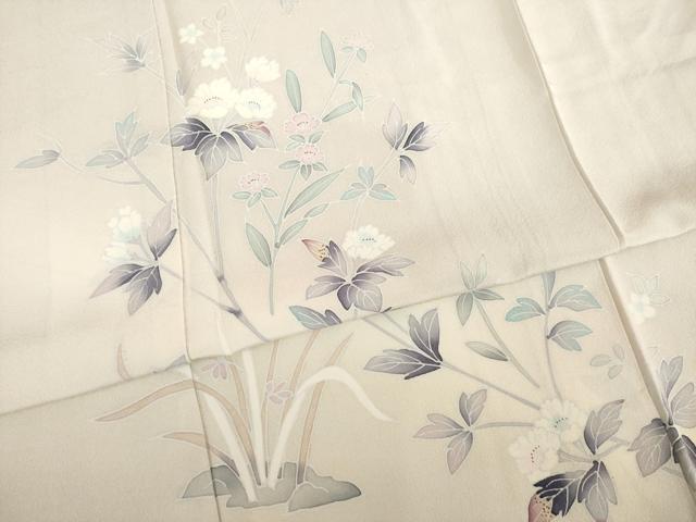 平和屋着物○訪問着 友禅 草花文 正絹 逸品 AABE6826ck