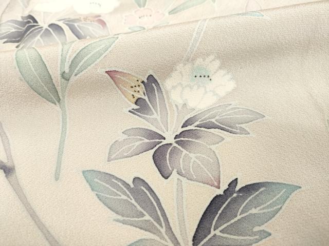 平和屋着物○訪問着 友禅 草花文 正絹 逸品 AABE6826ck