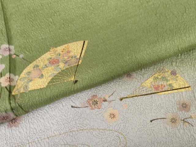 平和屋着物○訪問着 扇面枝垂れ花文 暈し染め 金彩 やまと誂