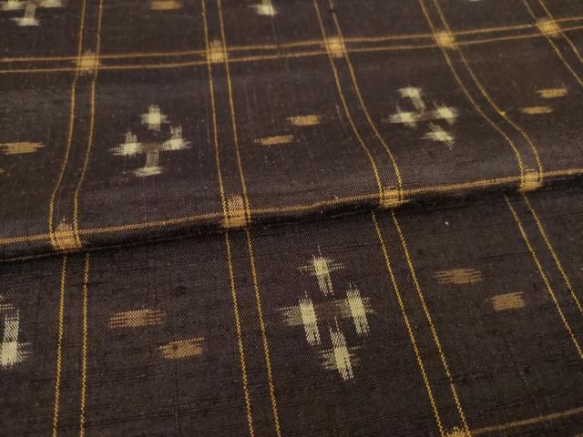 平和屋着物○上質な紬 格子 正絹 逸品 AABE7521ck