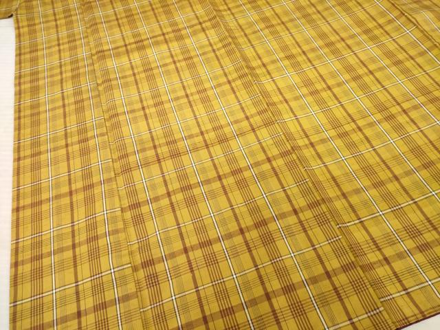 平和屋着物○無形文化財 本場黄八丈 近藤傳 草木染 手織 紬 格子