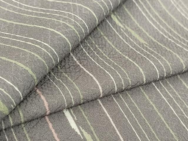 平和屋着物▽上質な小紋　単衣　縞　正絹　逸品　AABD6062jh 平和屋着物▽上質な小紋 単衣 縞 正絹 逸品 AABE8346jh