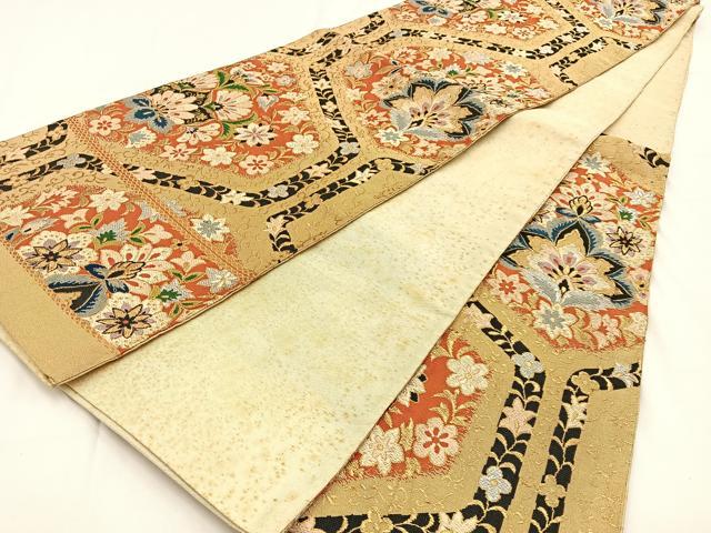 平和屋1□六通柄袋帯 錦繍 京更紗 ふくれ織 吉祥花文