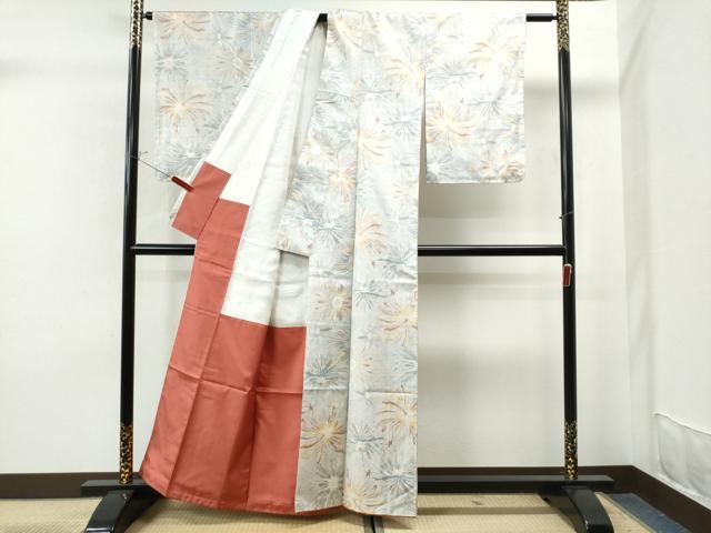 平和屋着物○本場大島紬 白大島 総絣 乱菊 正絹 逸品 未使用 CAAS6950yc