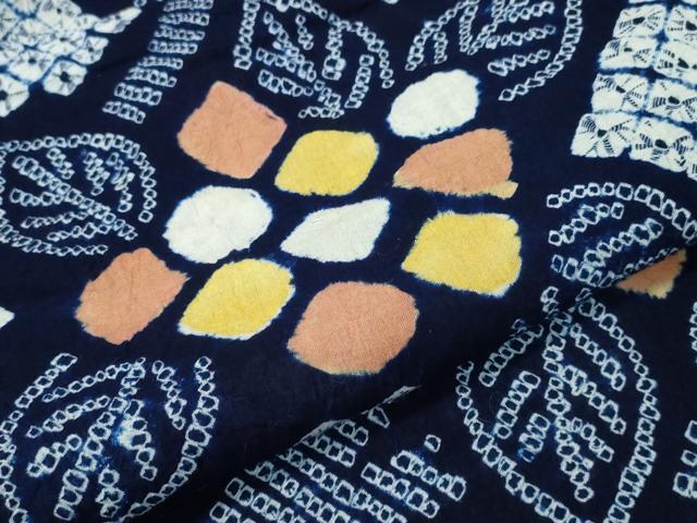 平和屋着物∴夏物　浴衣　有松鳴海絞り　斜線舞花文　綿　逸品　CABB6408ng 平和屋着物∴夏物 浴衣 有松鳴海絞り 枝花文 綿 逸品 CABA0754ng