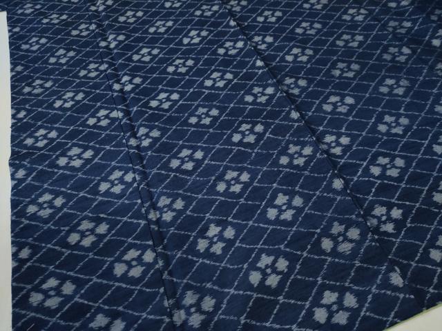 平和屋着物○弓浜絣 網目花文 証紙付き 正絹 逸品 CABA6339yc