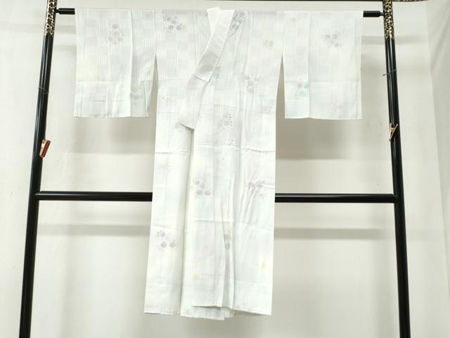 平和屋着物○長襦袢 無双仕立て 市松草花地紋 暈し染め 正絹 逸品 未