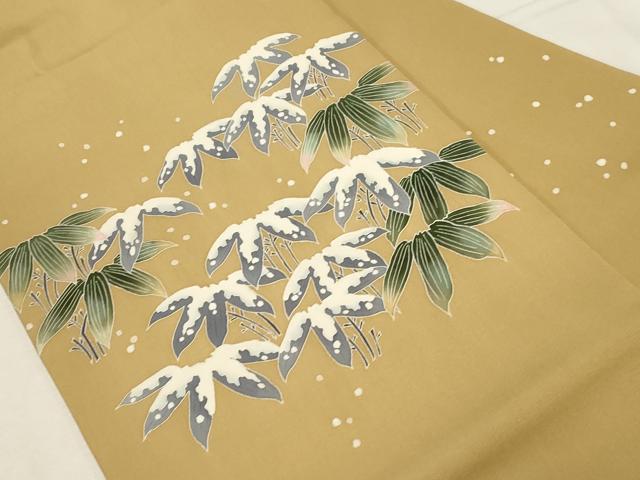 平和屋着物○塩瀬 九寸名古屋帯 友禅 作家物 雪持ち笹文