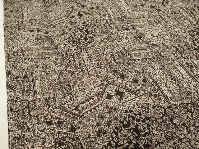 平和屋着物○本場縞大島紬 切嵌花唐草文 川野織物謹製 証紙