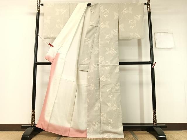 平和屋着物○本塩沢 110亀甲 草花文 正絹 逸品 CABB4944vp