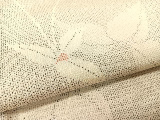 平和屋着物○本塩沢 110亀甲 草花文 正絹 逸品 CABB4944vp