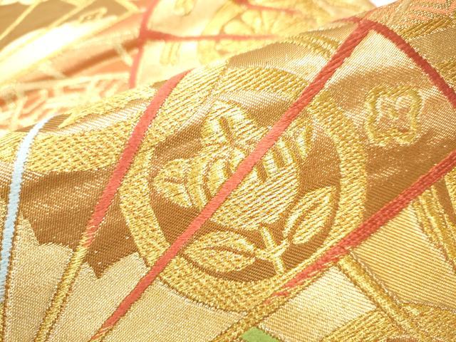 平和屋着物○西陣 川島織物 六通柄 本袋帯 唐織 檜扇草花