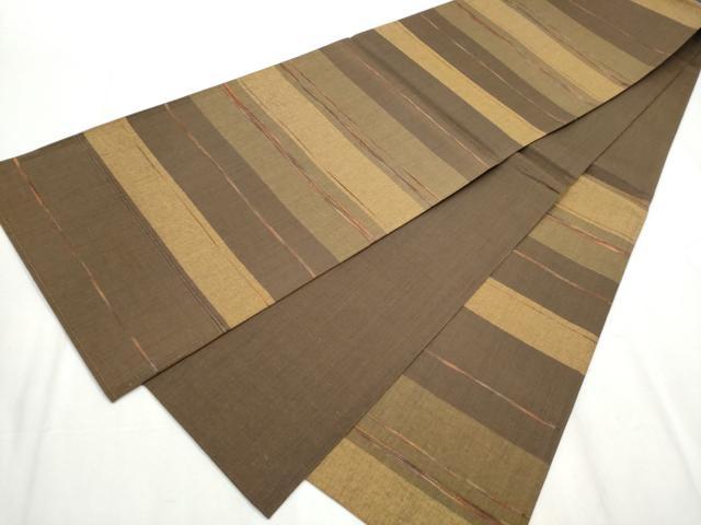 平和屋着物○六通柄袋帯 紬地 横段文 正絹 逸品 CABB5684hy