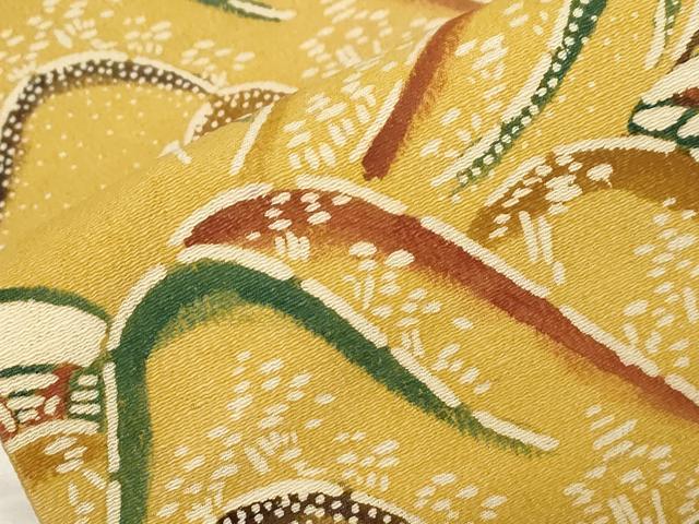 平和屋着物○九寸名古屋帯 型染め 遠山文 正絹 逸品 CABB7214dy