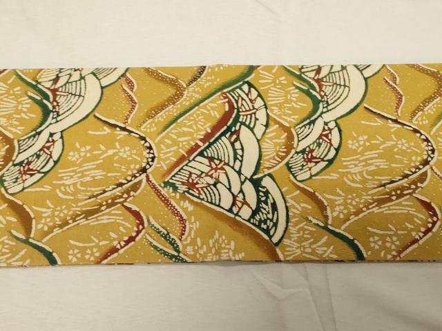 平和屋着物○九寸名古屋帯 型染め 遠山文 正絹 逸品 CABB7214dy