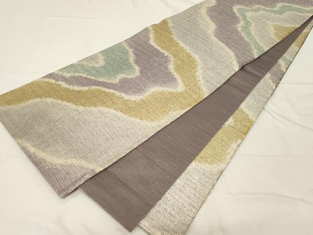 平和屋着物●ひなや工房　くむ・あむ・おる　伊豆蔵明彦　組織　全通柄袋帯　間道　正絹　逸品　CAAY9224yk 平和屋着物○ひなや工房 くむ・あむ・おる 伊豆蔵明彦 組織 全通