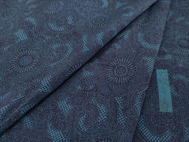 平和屋着物●重要無形文化財　人間国宝　中村勇二郎　江戸小紋　古代菊　鬼しぼ縮緬　正絹　逸品　DAAQ3157ps 平和屋着物○重要無形文化財 人間国宝 中村勇二郎 江戸小紋 古代