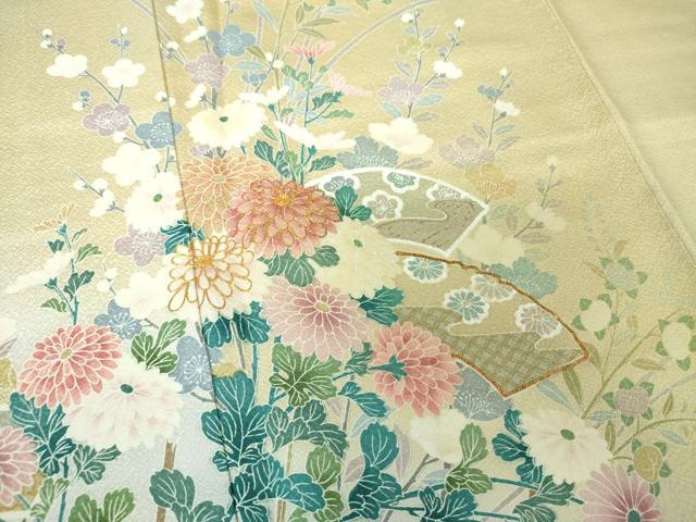 平和屋着物○訪問着 駒刺繍 地紙花文 暈し染め 金糸