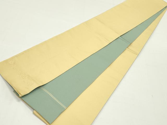 平和屋着物○西陣 本場筑前博多織 両面 半幅帯 飴色 利休鼠色 正絹 逸品