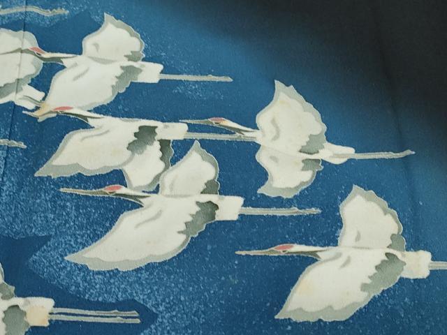 平和屋着物○本加賀友禅作家 鶴見保次 黒留袖 流水飛鶴