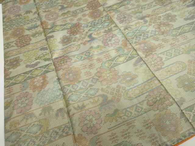 平和屋着物○本場大島紬 7マルキ 横段吉祥草花文 正絹 逸品 DAAZ7724ud