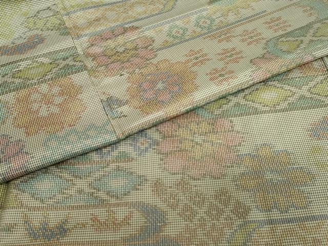 平和屋着物○本場大島紬 7マルキ 横段吉祥草花文 正絹 逸品 DAAZ7724ud