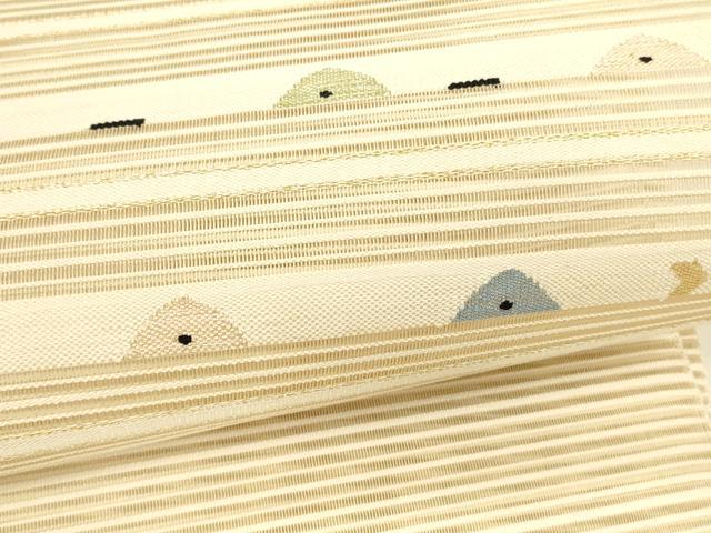 平和屋着物＊夏物 絽綴れ 八寸名古屋帯 抽象文様 金銀糸 正絹