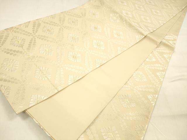 平和屋着物○六通柄袋帯 草木染 唐織 花菱文 金糸 正絹 逸品 DABA0753cm
