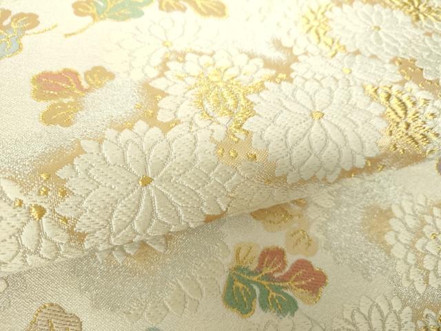 平和屋着物○六通柄袋帯 唐織 作家物 菊文 金銀糸 正絹