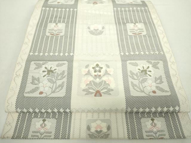 平和屋着物○本場筑前博多織 つけ帯 更紗花文 正絹 逸品 DABA1254ps