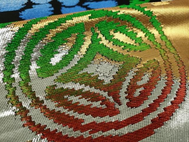 平和屋着物○六通柄 本袋帯 龍村平蔵柄 遠州七宝錦 黒地