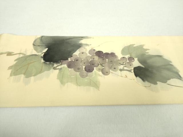 平和屋着物○塩瀬 九寸名古屋帯 作家物 手描き 蔦の葉瓢箪